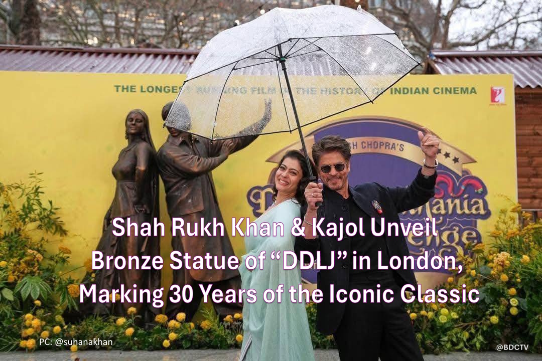 Shah Rukh Khan & Kajol Unveil Bronze Statue of “DDLJ” in London ...
